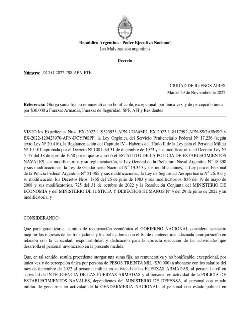 Decre 2022 128807492 Apn Pte | PDF | Policía | Argentina