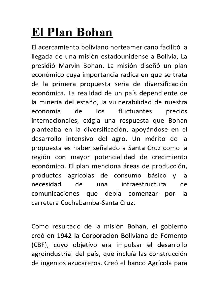 Impacto del Plan Bohan en Santa Cruz | PDF | Bolivia | Agricultura
