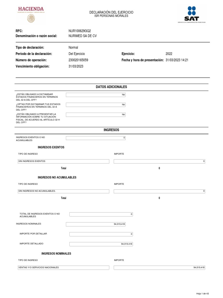 Declaracion Anual 2022 y Provisional 2023 | PDF | Salario | Economias