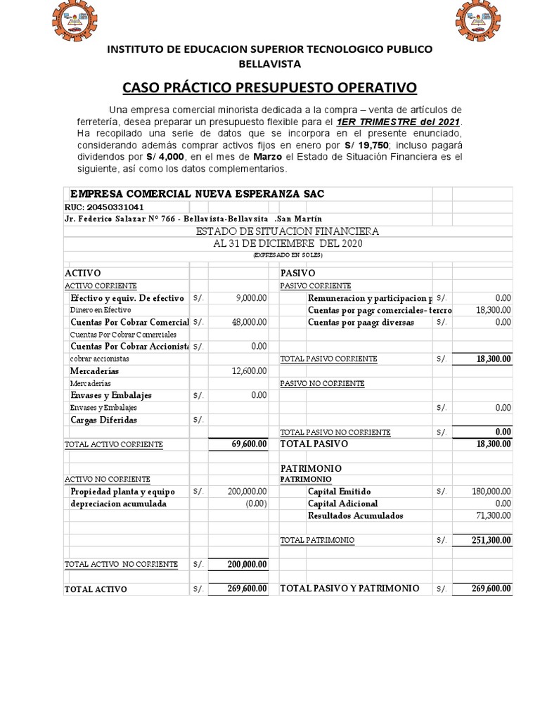 Caso Practico PRESUPUESTO OPERATIVO | PDF | Presupuesto | Negocios económicos