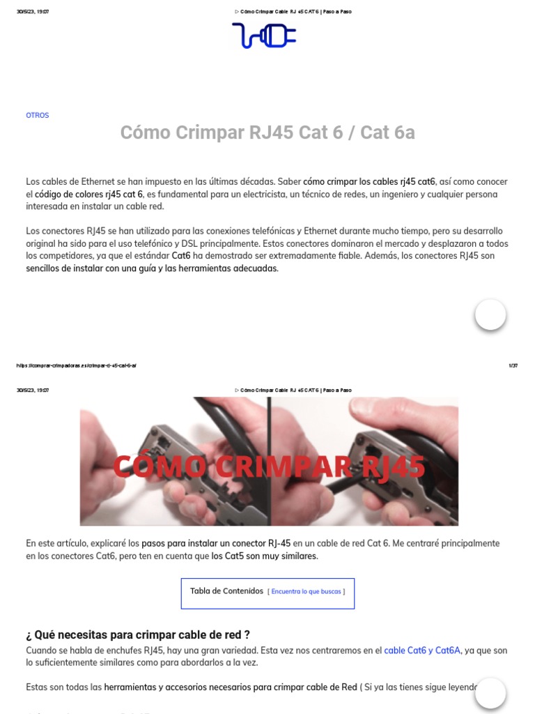 Guía para Crimpar Cable RJ45 Cat 6 | PDF | Ingenieria Eléctrica ...
