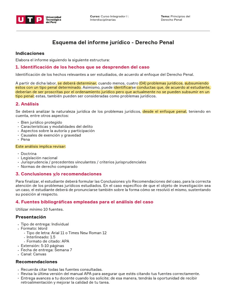 SO3 - Esquema Del Informe Jurídico Penal TA1 | PDF