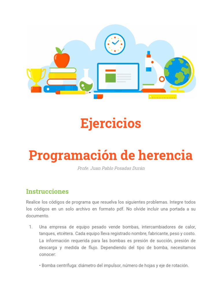 Ejercicios Programación de Herencia: Instrucciones | PDF | Herencia (Programación Orientada a ...