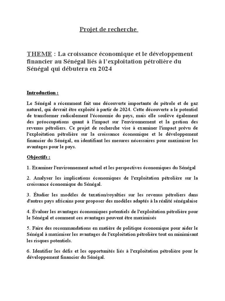 Projet de Recherche | PDF