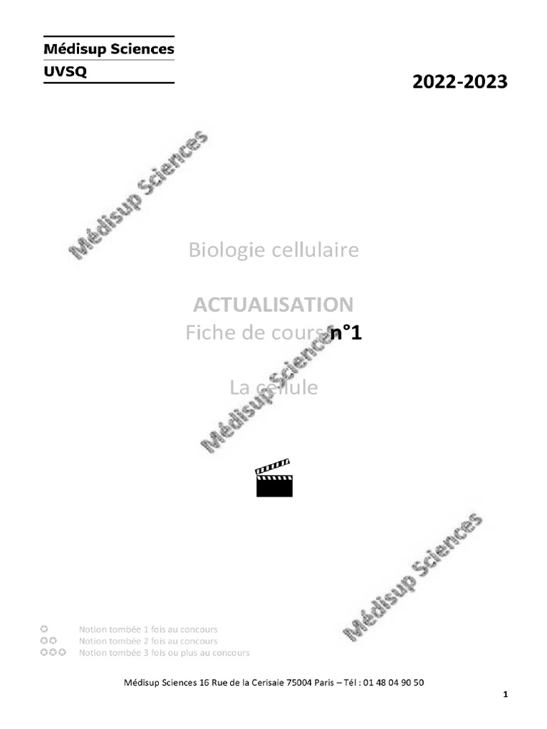 UE2 Biologie Cellulaire FC1 Actualisation | PDF