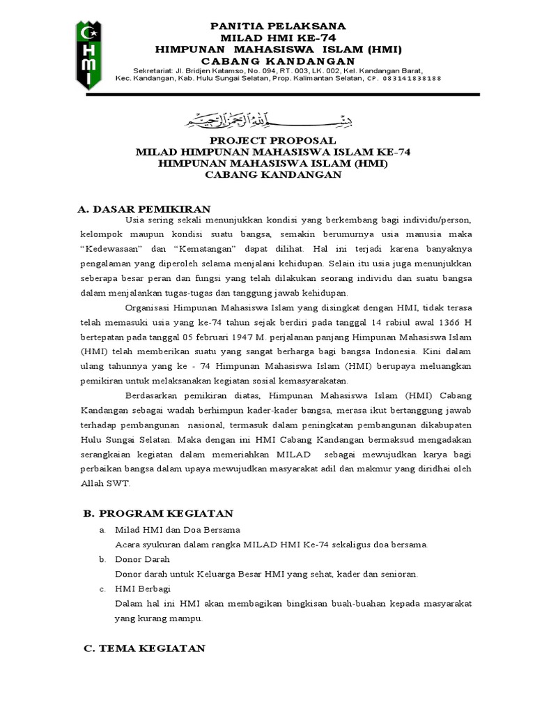 New - Proposal Milad Hmi 2021 | PDF
