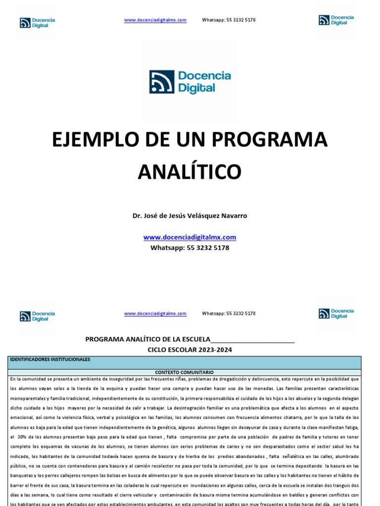 Ejemplo de Un Programa Analítico | Descargar gratis PDF | Evaluación | Inclusión (Educación)
