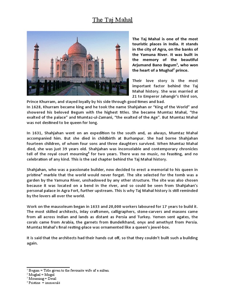 Taj Mahal Presentation | PDF