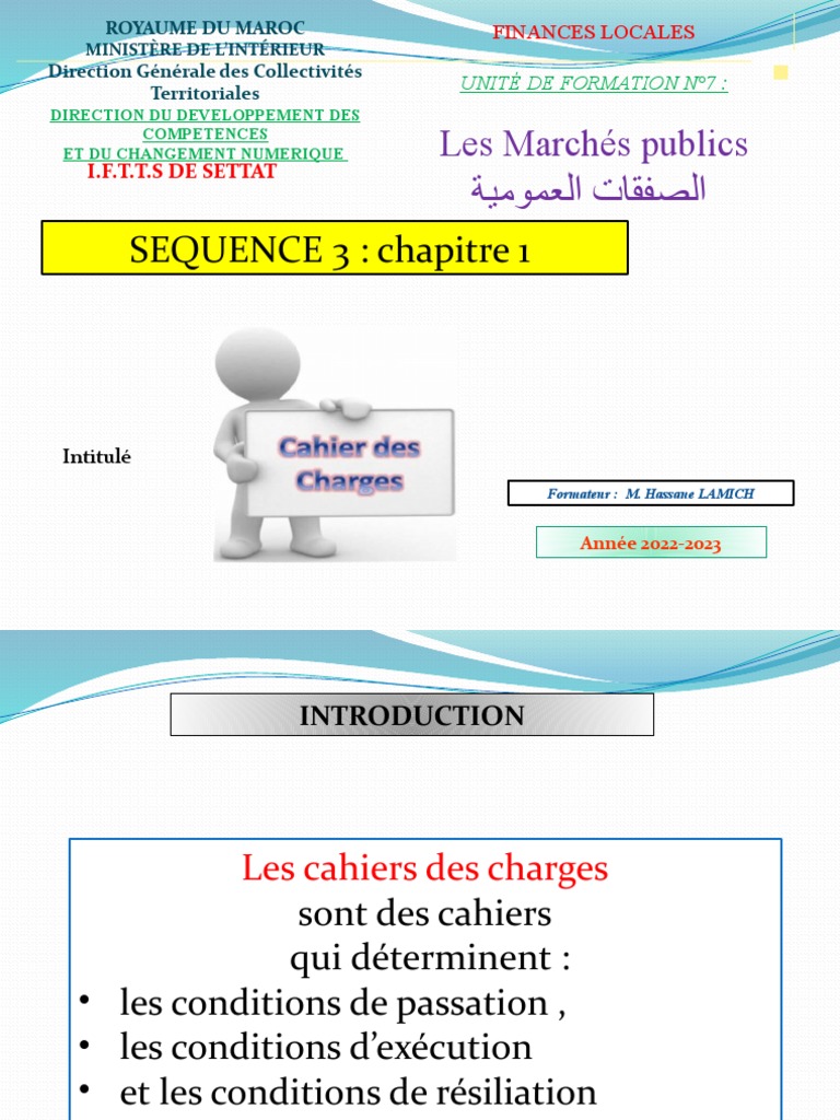 1-SEQUENCE 3 - Chapitre 1 - Notion Des Cahiers Des Charges | PDF