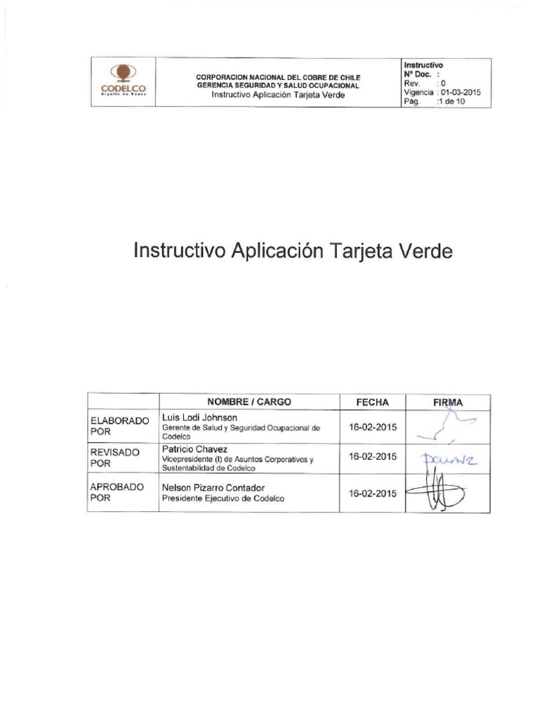 Instructivo Aplicacio N Tarjeta Verde V1 Rev 0 PDF | PDF