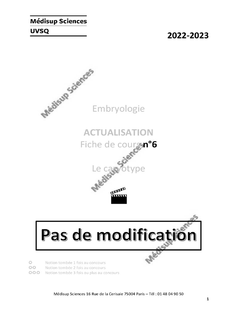 UE2 Embryologie FC6 Actualisation | PDF