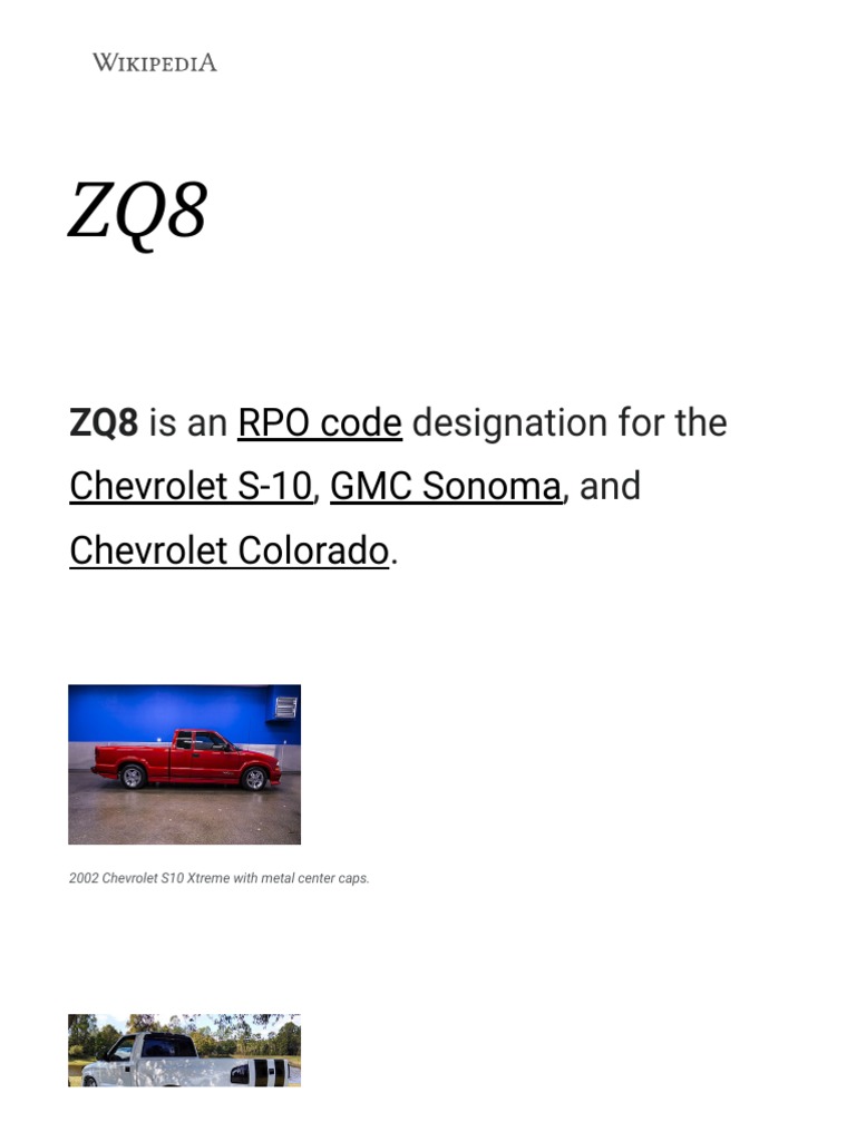 ZQ8 Suspension Package for S-10/Sonoma | PDF
