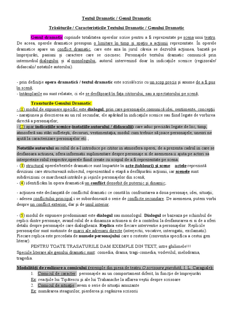 Genul Dramatic. Textul Dramatic. | PDF