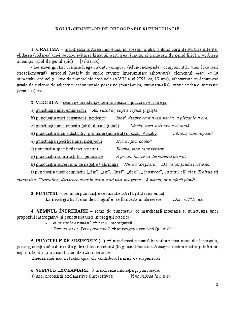 Rolul Semnelor de Ortografie Si Punctuatie | PDF