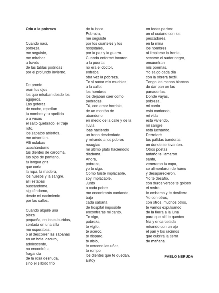 Oda A La Pobreza | PDF