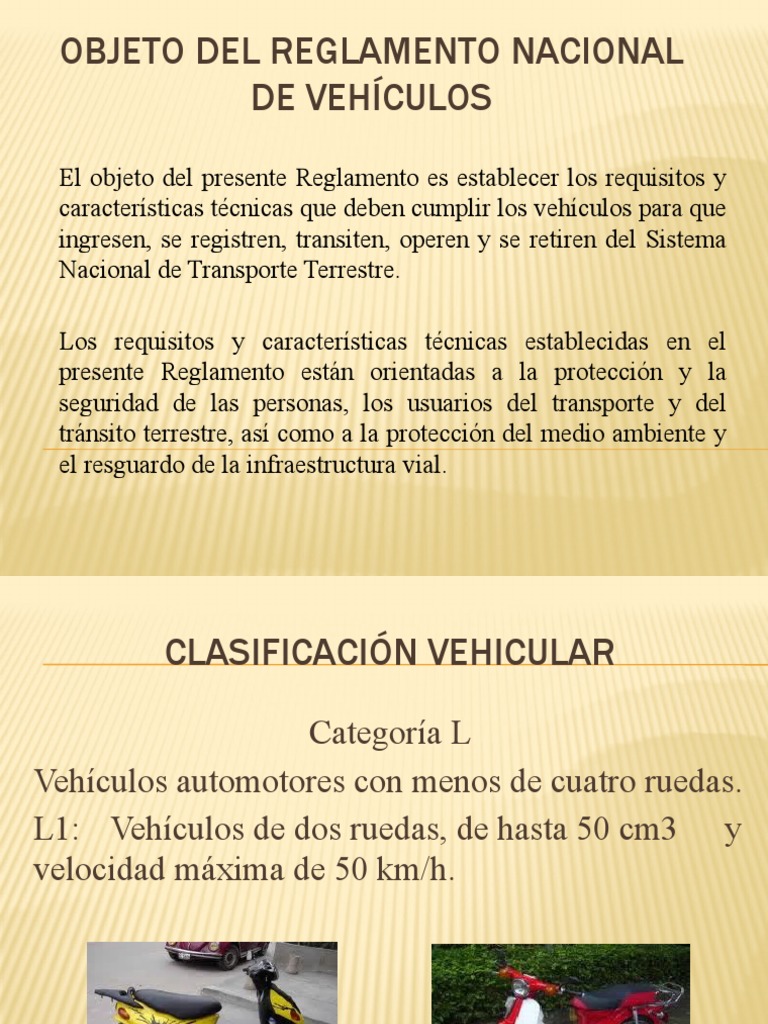 Reglamento Nacional de Vehiculos | PDF | Vehículos | Tecnologías ...