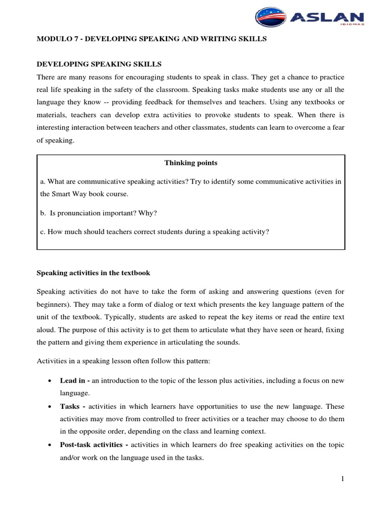Enhancing Speaking and Writing Skills | PDF | Learning | Teachers