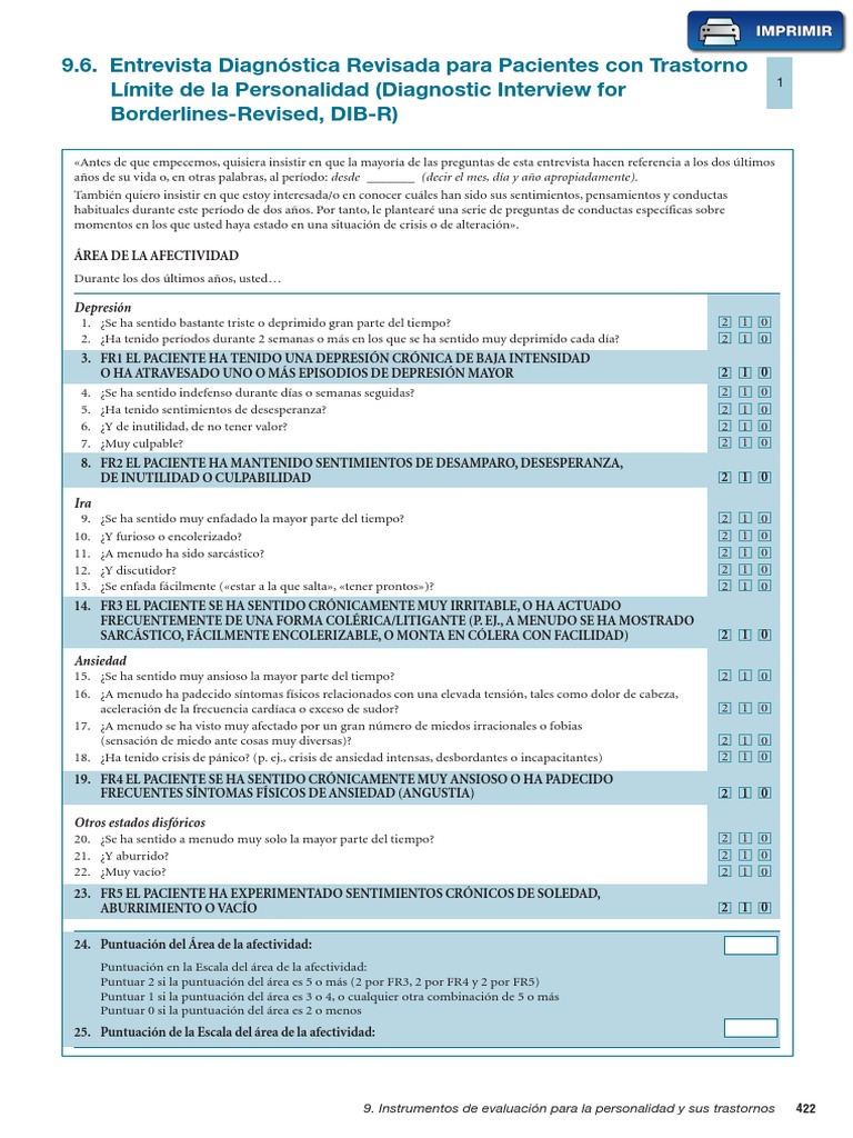 Entrevista DIB R | PDF | Psicosis | Ansiedad