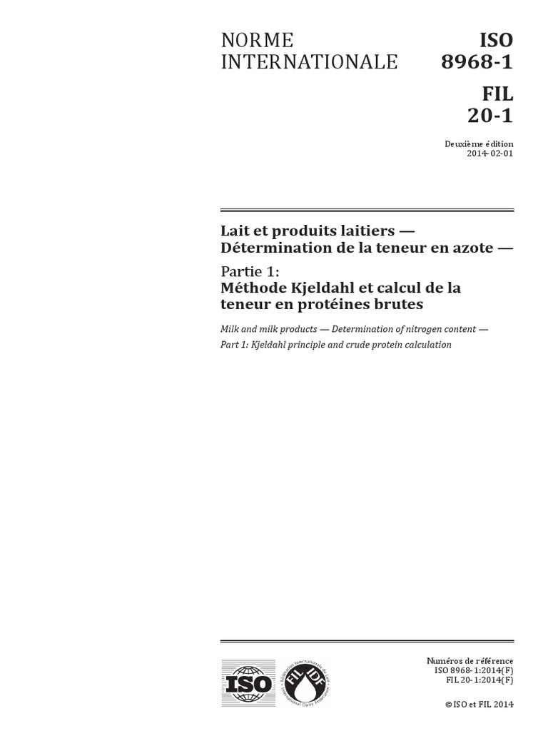 IDF 20 1 ISO 8968 1 2014 F | PDF