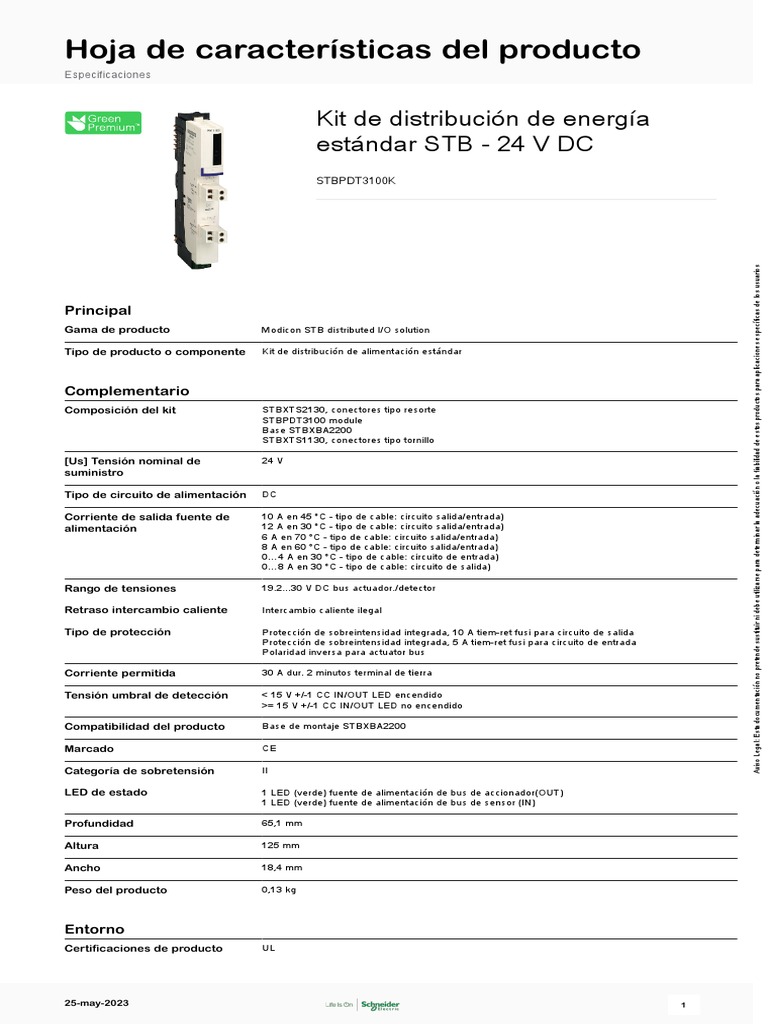 Modicon STB Stbpdt3100k | PDF | Corriente continua | Ingenieria Eléctrica