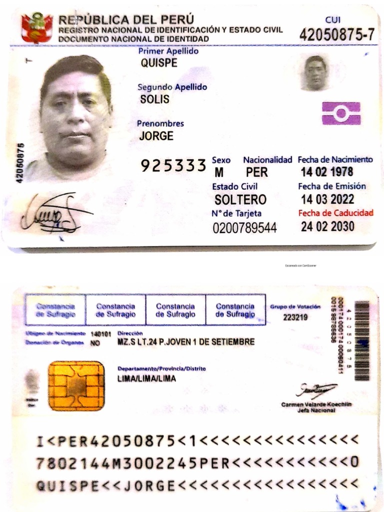 Dni Jorge Quispe Solis | PDF