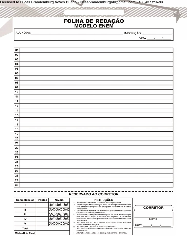 Folha de Redação Competências | PDF