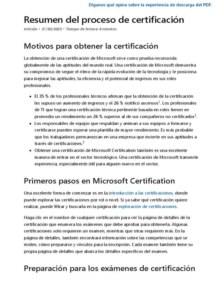 Resumen Del Proceso de Certificacion | PDF