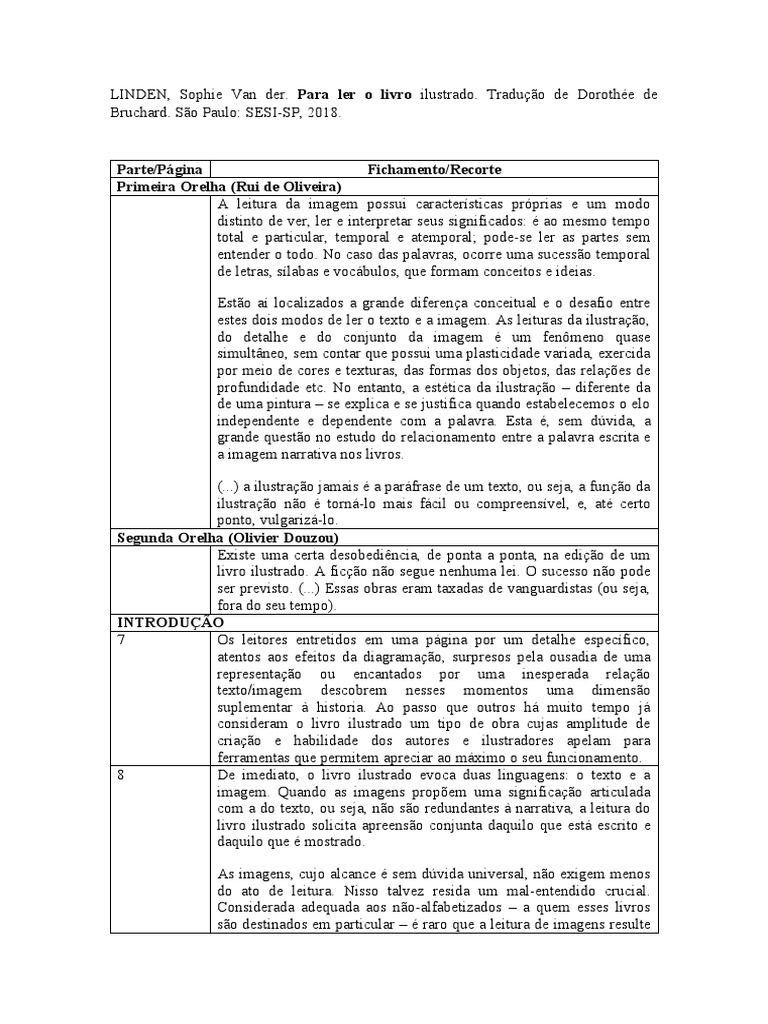 FICHAMENTO LIVRO ILUSTRADO Linden | PDF