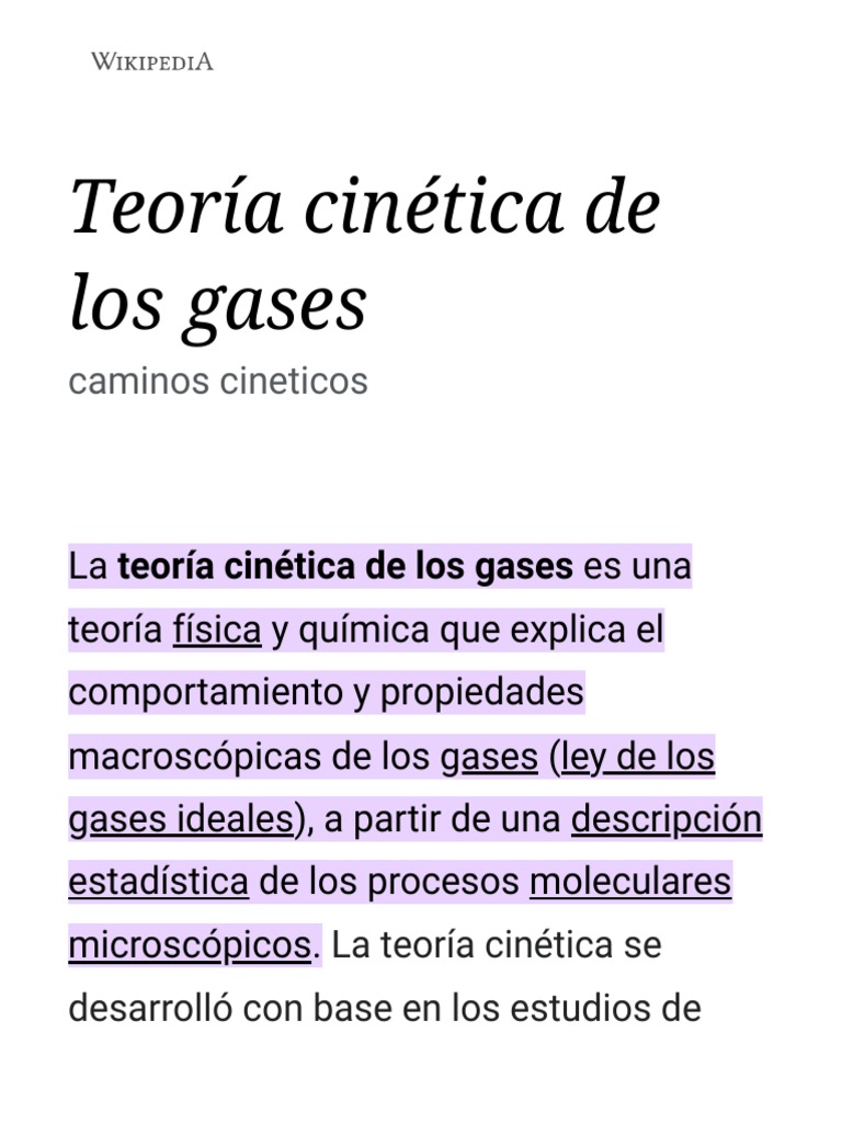 Teoría Cinética de Los Gases - Wikipedia, La Enciclopedia Libre | PDF ...