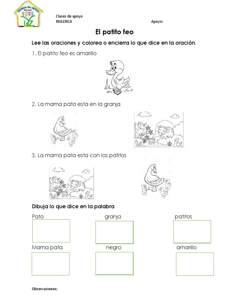 Patito Feo Actividades | PDF | El patito feo | Percepción visual