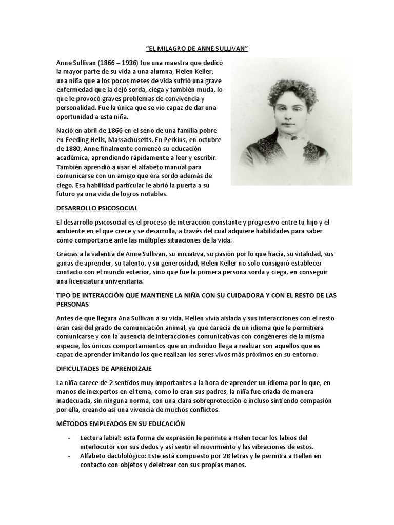 El Milagro de Anne Sullivan | PDF | Cognición | Ciencia cognitiva