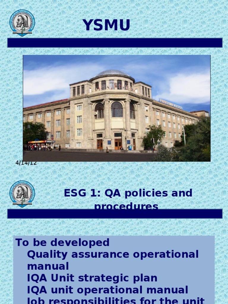 YSMU | PDF | Quality Assurance | Educational Assessment