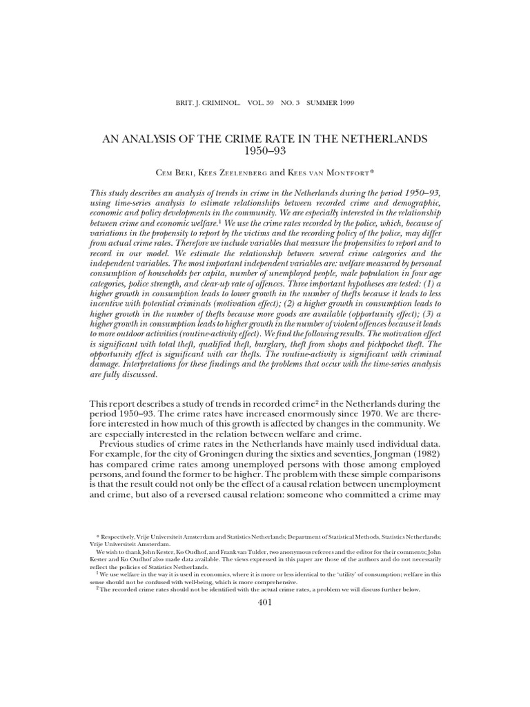 Crime Rate Trends in the Netherlands 1950-93 | PDF | Social Science
