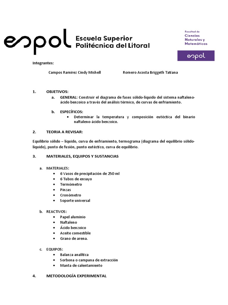 Práctica Equilibrio Sólido-Líquido - Termo II | PDF