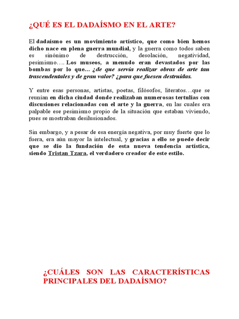 Características del Dadaísmo Artístico | PDF | Las artes