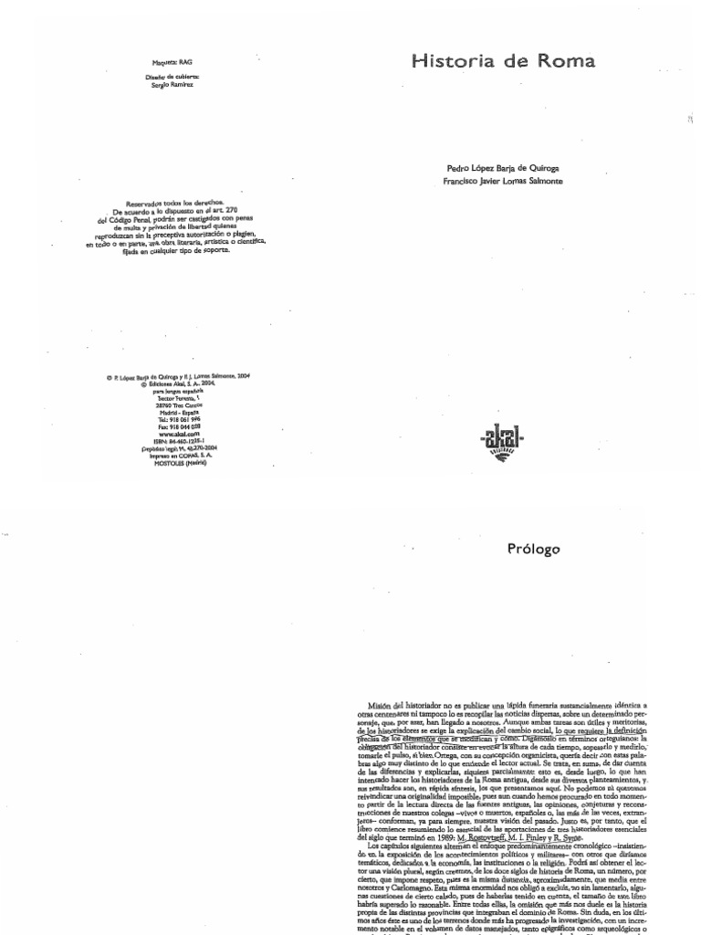 2004 - López Barja y Lomas - Historia de Roma | PDF