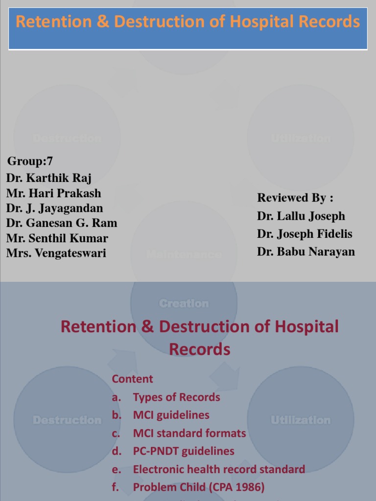 Retention & Destruction of Hospital Records | PDF