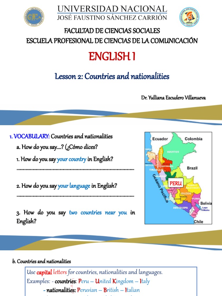 Lesson 2-Countries and Nationalities | PDF | Linguistics | Languages