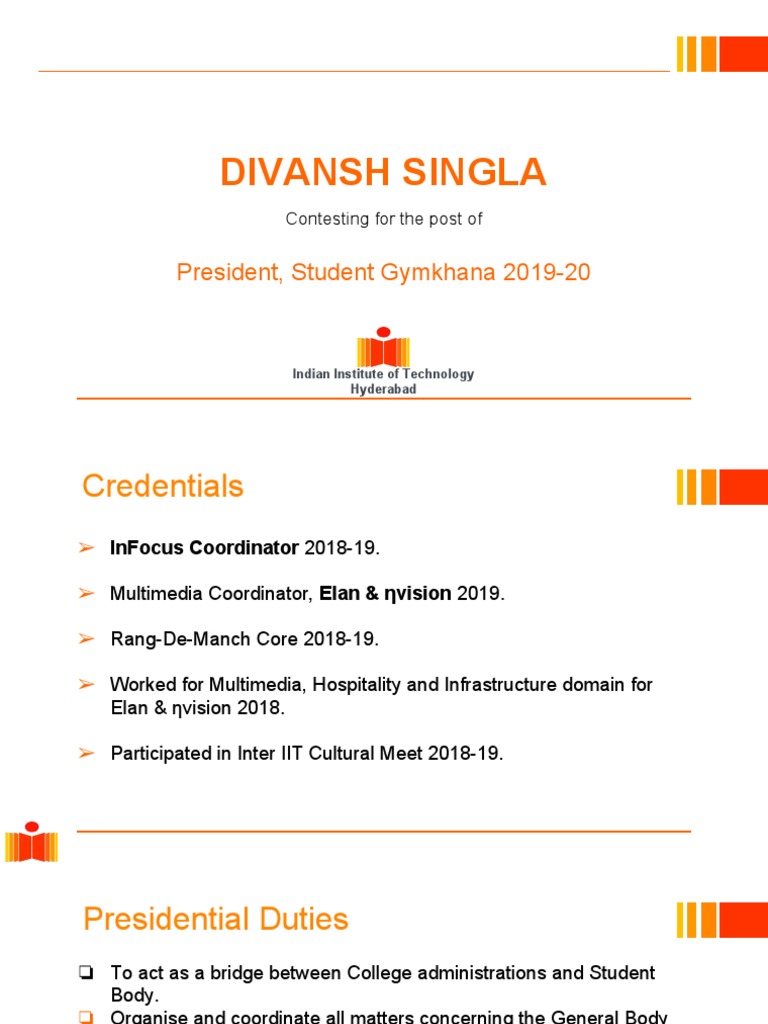 President Manifesto - Divansh Singla | PDF