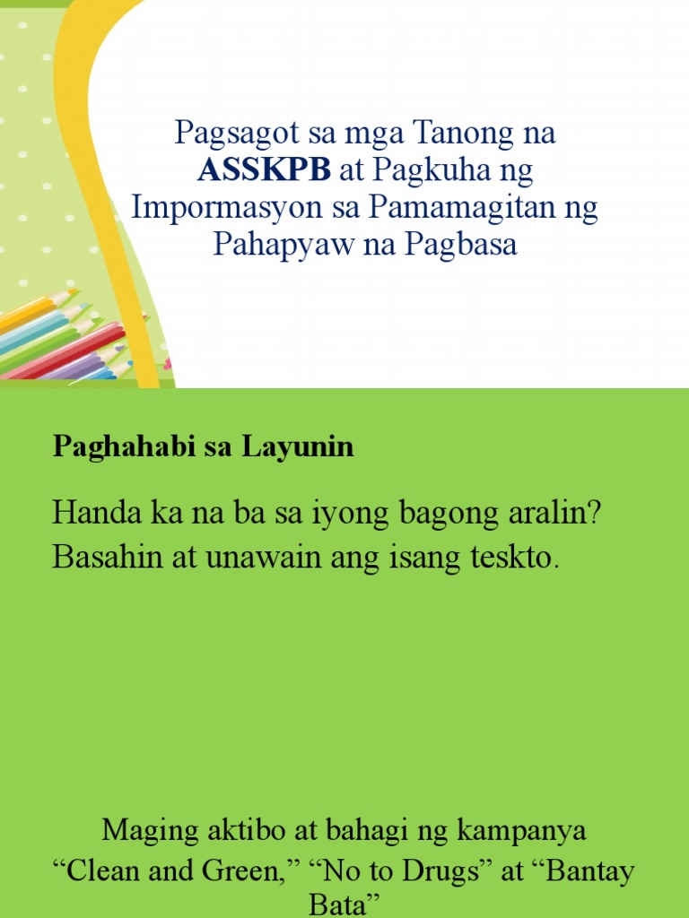 FIL6 Q3 W7 D1 Pagsagot Sa Mga Tanong Na ASSKPB at Pagkuha NG ...