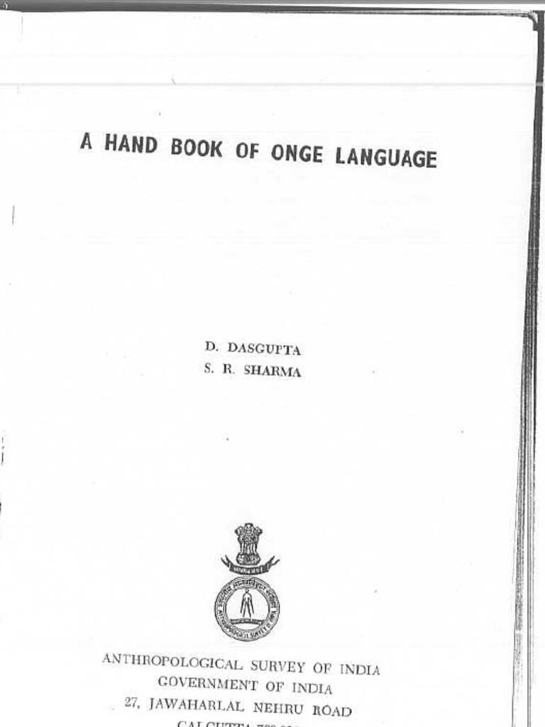Dasgupta D Sharma SR A Hand Book of Onge Language | PDF