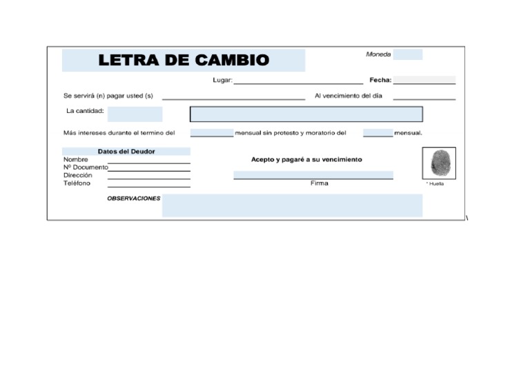 Letra de Cambio Plantilla | PDF