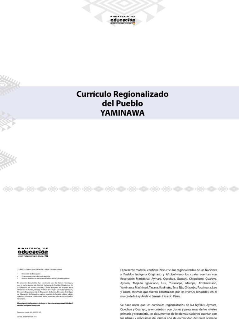 19 CR Yaminawa | PDF | Plan de estudios | Bolivia
