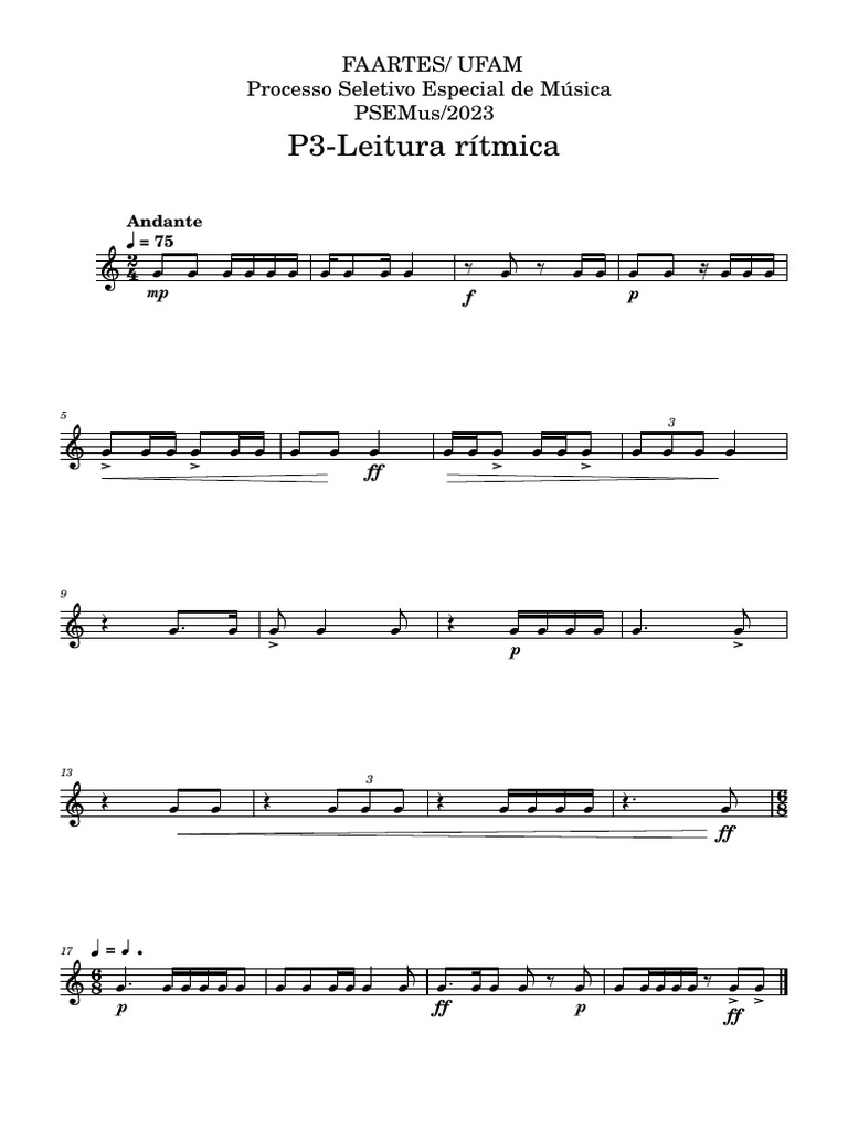 Edital 10 de 2023 - Partitura Rítmica | PDF