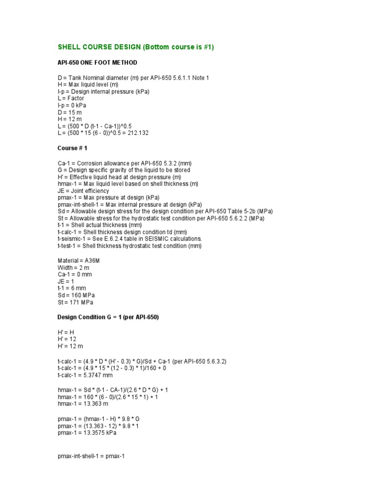API-650 Tank Shell Design Guide | PDF | Pascal (Unit) | Pressure