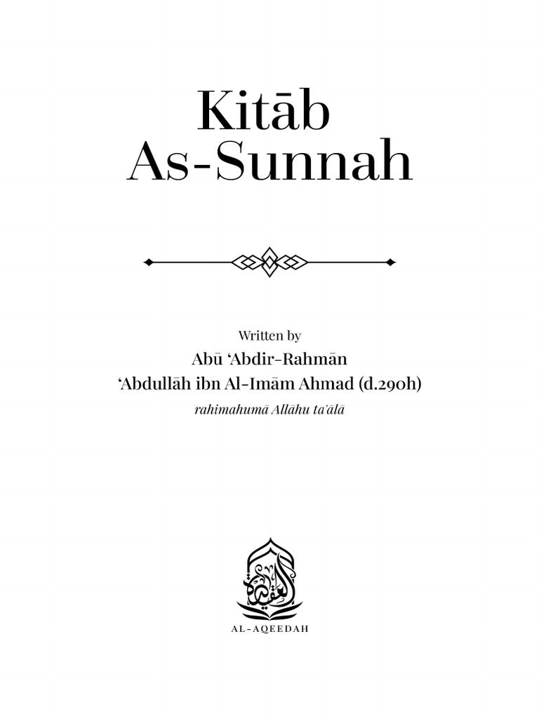 Kitab As Sunnah by Abdullah Ibn Ahmad 1 | PDF
