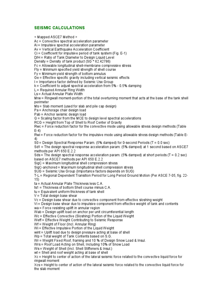 Tank Seismic Calculations | PDF Tank Seismic Calculations | PDF