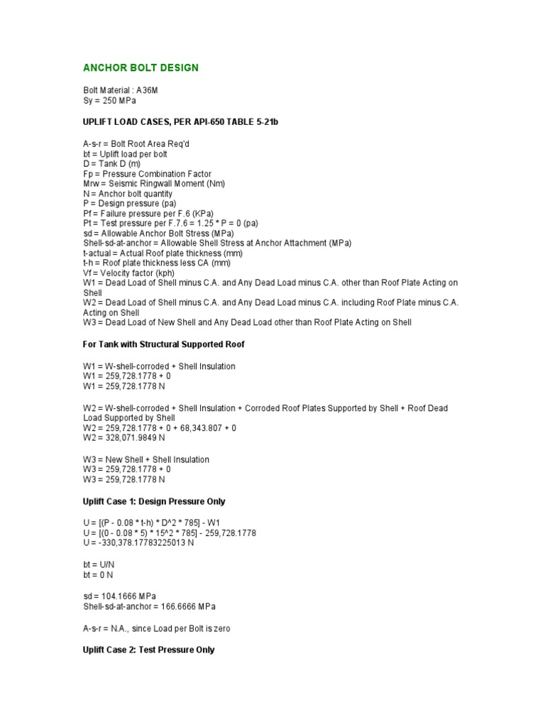 Uplift Load Analysis for Tanks | PDF
