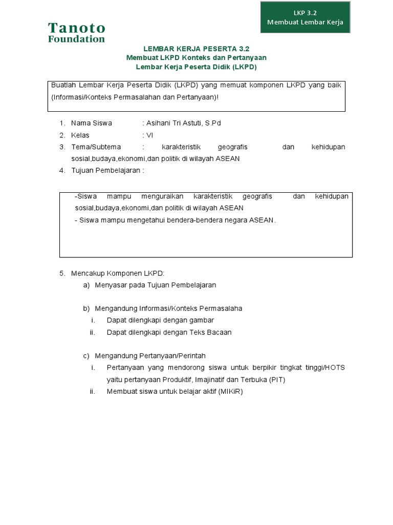 LKP 3.2 - LKPD - Asihani Tri Astuti - SD Negeri Padasuka Mandiri 3 | PDF