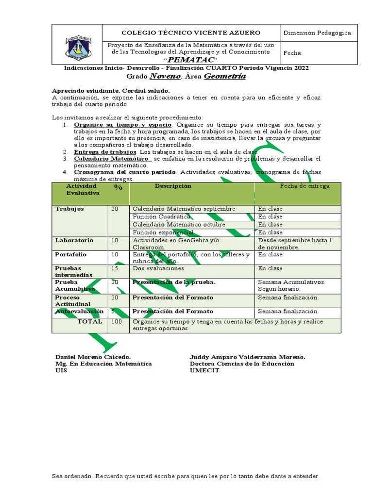 Pematac Noveno Geometría: Grado - Área | PDF | Aprendizaje ...